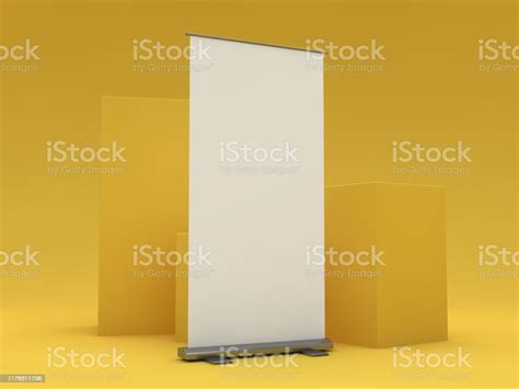 배너 디스플레이를 블랭크 롤업합니다 템플릿 모형 3d 0명에 대한 스톡 사진 및 기타 이미지 0명 3차원 형태 가리키기