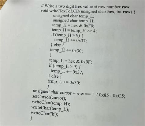 Solved ﻿write A Two Digit Hex Value At Row Number Row