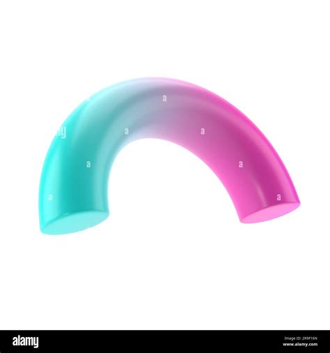 3d Dimensional Shape Semidonut Geometric Metal Realistic Glossy