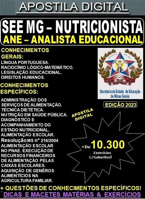 Apostila SEE MG NUTRICIONISTA Teoria 10 300 Exercícios Concurso