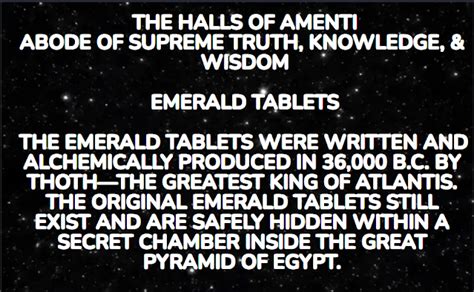 EMERALD TABLETS THE EMERALD TABLETS WERE WRITTEN AND ALCHEMICALLY
