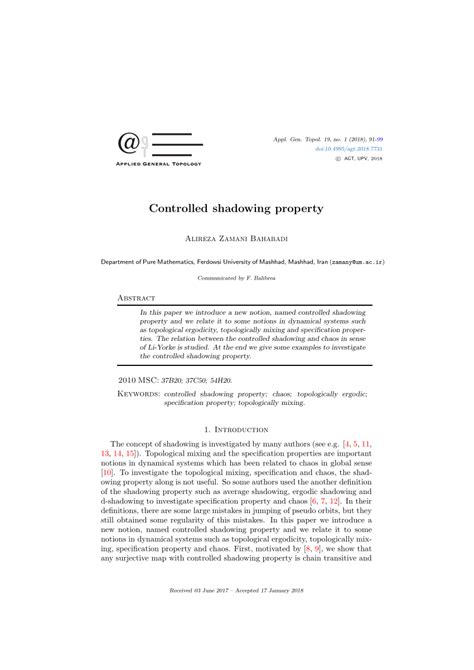 PDF Controlled Shadowing Property