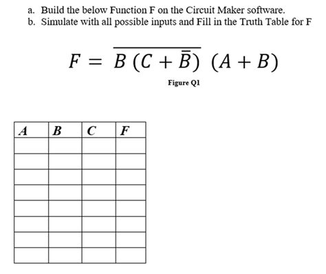 Solved A Build The Below Function F On The Circuit Maker Software