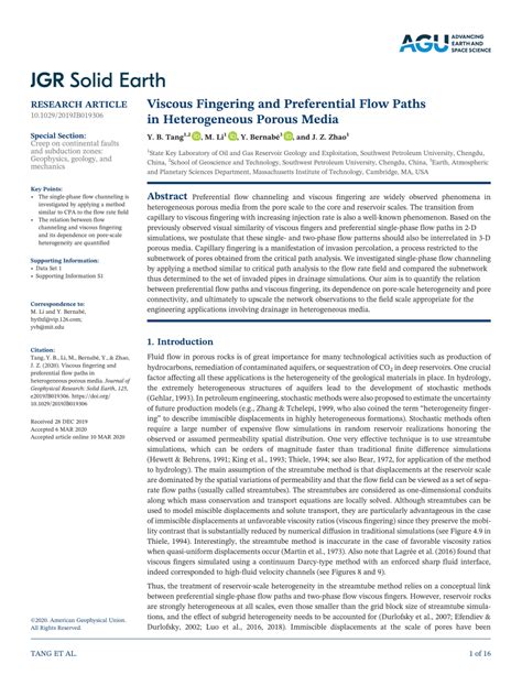 Viscous Fingering And Preferential Flow Paths In Heterogeneous Porous Media Request Pdf