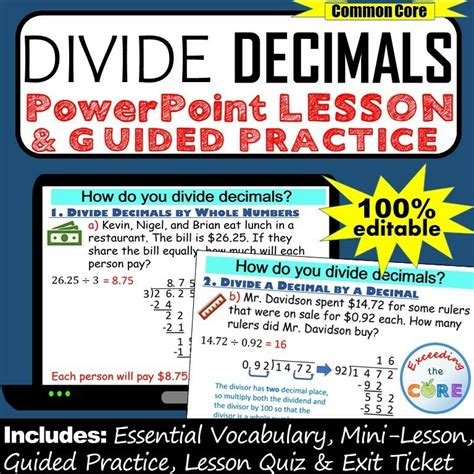 Divide Decimals Powerpoint Lesson And Guided Practice