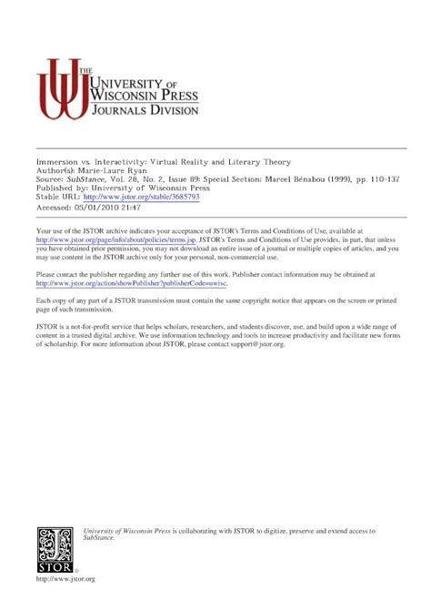 Pdf Marie Laure Rya Immersion Vs Interactivity Dokumentips