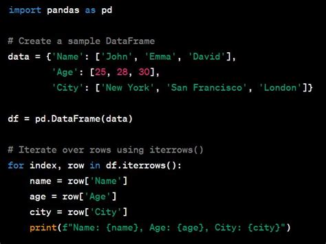 How Would You Iterate Over Rows In A Dataframe In Pandas Using