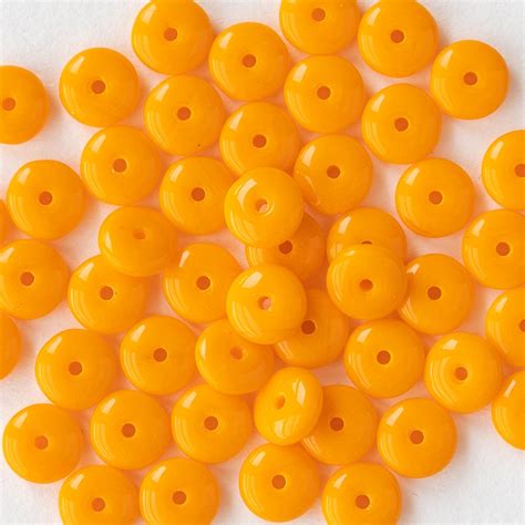 6mm Glass Rondelle Opaque Lt Orange 50 Beads Funkyprettybeads