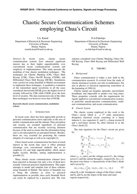 pdf chaotic secure communication schemes employing chua s circuit