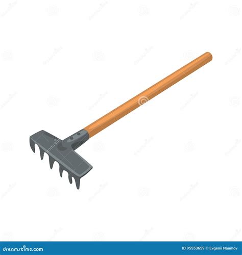 Garden Rake Agriculture Tool Cartoon Vector Illustration Stock Vector