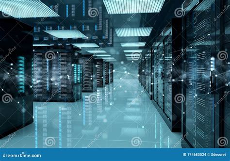 Connection Network In Servers Data Center Room Storage Systems 3d