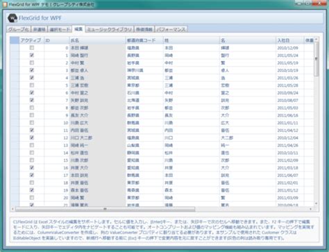 Flexgrid For Wpf（日本語版） のスクリーンショット