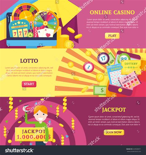 Set Three Lottery Horizontal Banners Decorative Stock Vector Royalty
