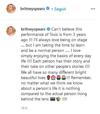 Britney Spears rompió el silencio tras el documental sobre su calvario Me estoy tomando un