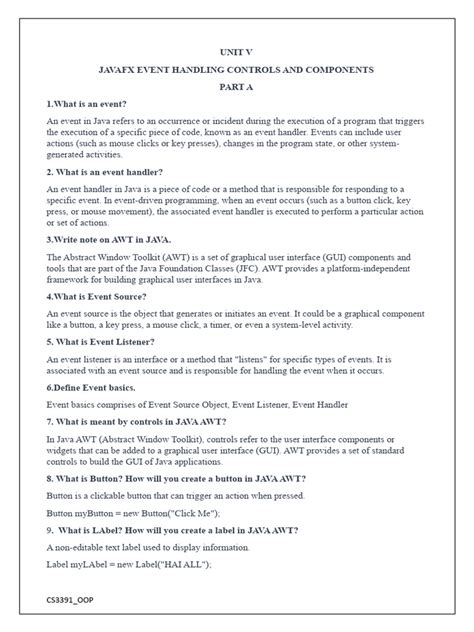 Iii Cse Cs3391 Oop Qb Unit 5 Pdf Button Computing Computing