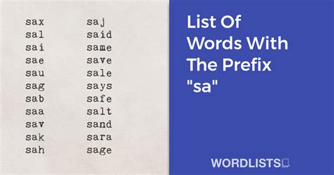 List Of Words With The Prefix Sa
