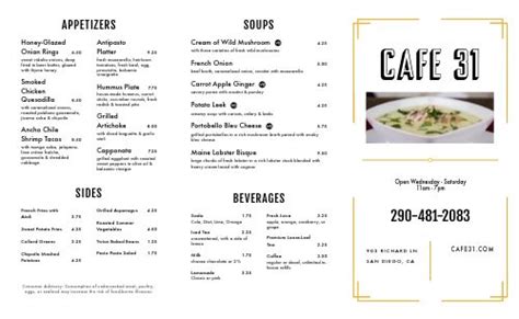 Classy Border Cafe Takeout Menu Template By Musthavemenus