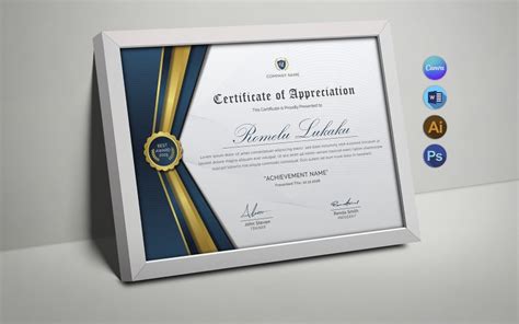 Modern Canva Certificate Template Design Templatemonster