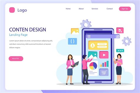 Ideas For Designer Content Ui Design Landing Page Website Flat Vector