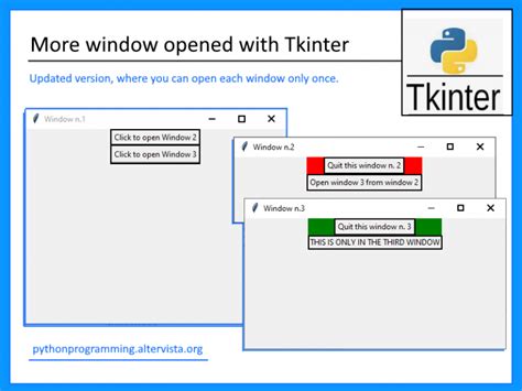More Windows With Tkinter New Version Python Programming