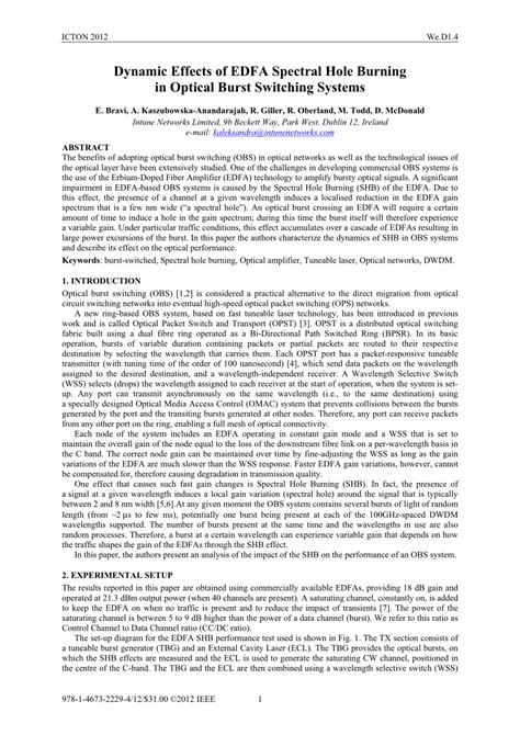 Pdf Dynamic Effects Of Edfa Spectral Hole Burning In Optical Burst Switching Systems
