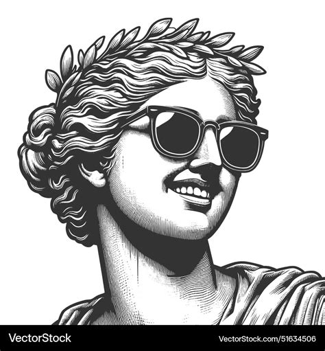 Smiling Classical Statue With Sunglasses Vector Image