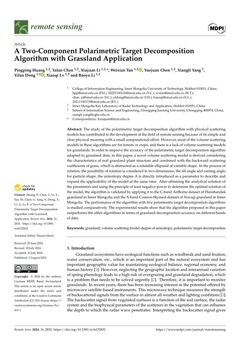 Pdf A Two Component Polarimetric Target Decomposition Algorithm With