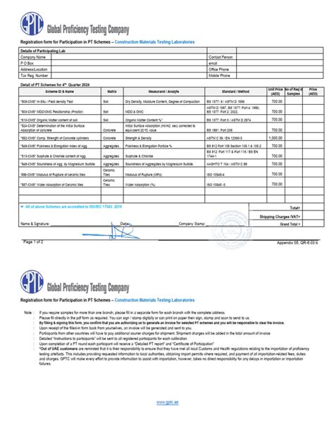 Testing Labs Engg Material Testing Form Q4 2024 Pdf Materials