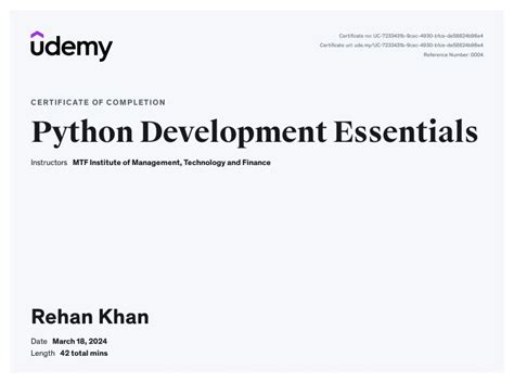 Rehan Khan On Linkedin Python Development Certificate