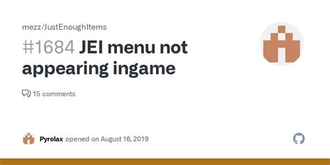 Jei Menu Not Appearing Ingame · Issue 1684 · Mezzjustenoughitems · Github