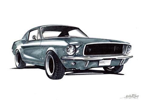 Afbeelding Illustratie Ford Mustang Bullitt Dessin Catawiki