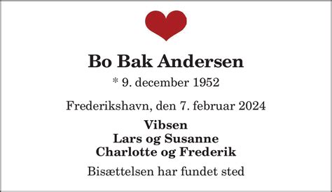 Dødsannonce For Bo Bak Andersen Nordjyske Dk