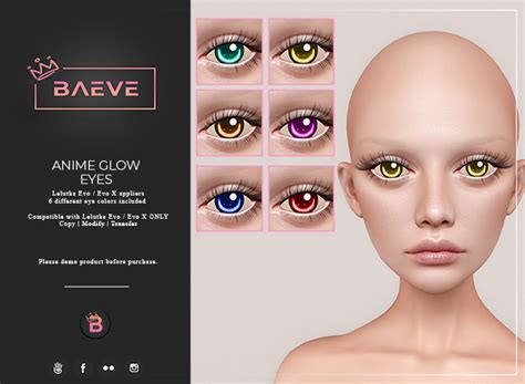Second Life Marketplace Baeve Anime Glow Eyes Lelutka Evo Evo X