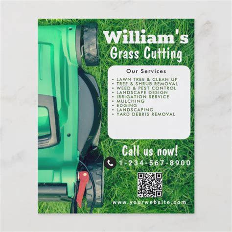 Lawn Mowing Grass Cutting Lawn Care Qr Code Flyer Zazzle