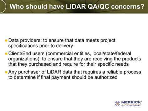 Automated Lidar Data Quality Control Ppt