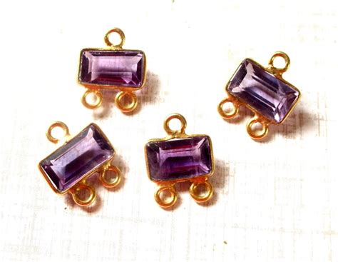 Natural Amethyst Double Drop Loop Spacer Link Connector 18k Etsy