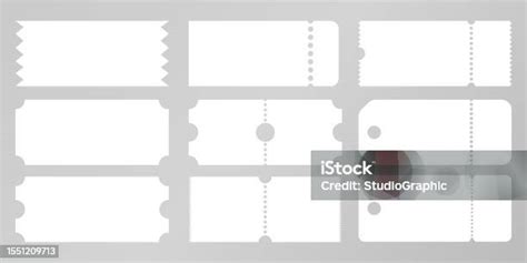 비어 있거나 비어 있는 티켓 템플릿 집합입니다 영화관 극장 콘서트 및 탑승권 할인 및 판매 쿠폰 투명한 배경에 격리되어 있습니다 벡터 일러스트레이션print 가장자리에 대한