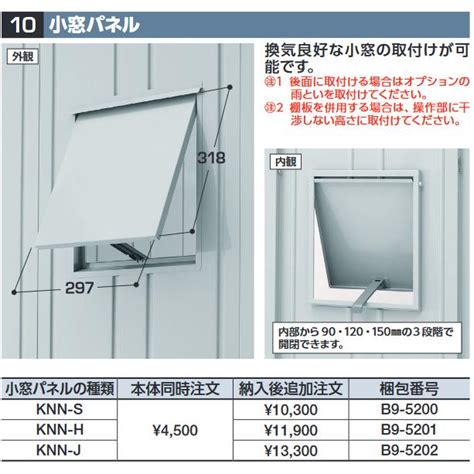 イナバ物置 knn h[b9 5201] 小窓パネル grn型オプション ハイルーフ用 【本体同時購入のみ手配可】⇒ inb b9