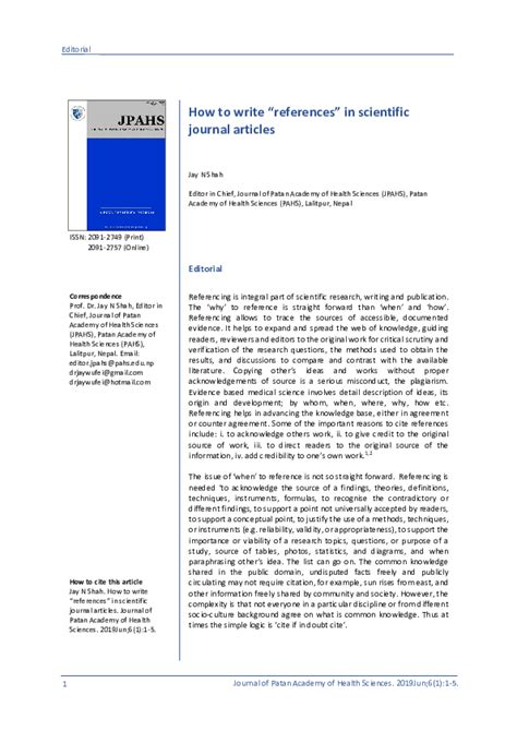 Pdf How To Write References In Scientific Journal Articles