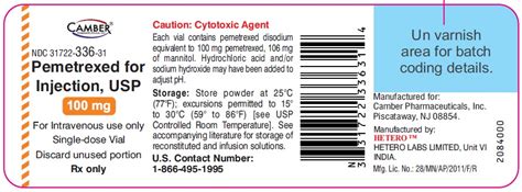 Pemetrexed Package Insert Prescribing Information