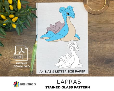 Lapras Stained Glass Pattern Digital Download Pokemon Beginner