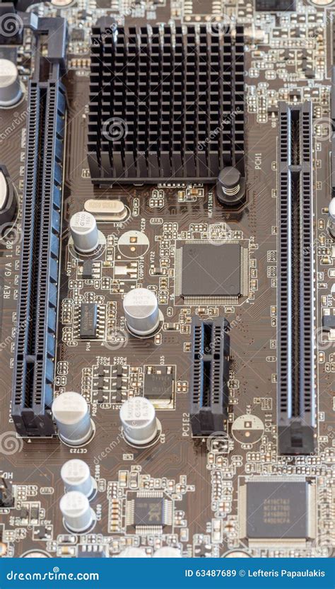 Pci Slots On A Modern Computer Mainboard Stock Image Image Of Circuit Industry 63487689