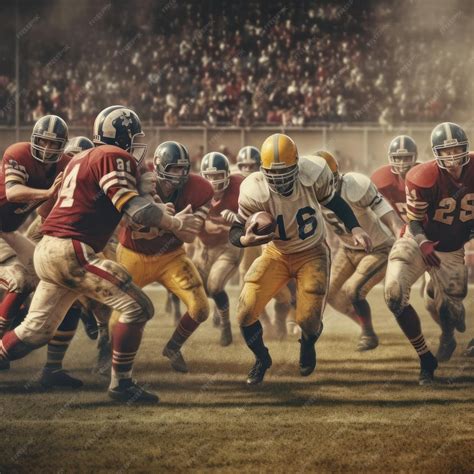 Premium Photo American Football Players In Action Game With Football