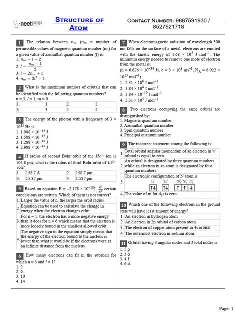 Structure Of Atom Pdf Atomic Orbital Electron