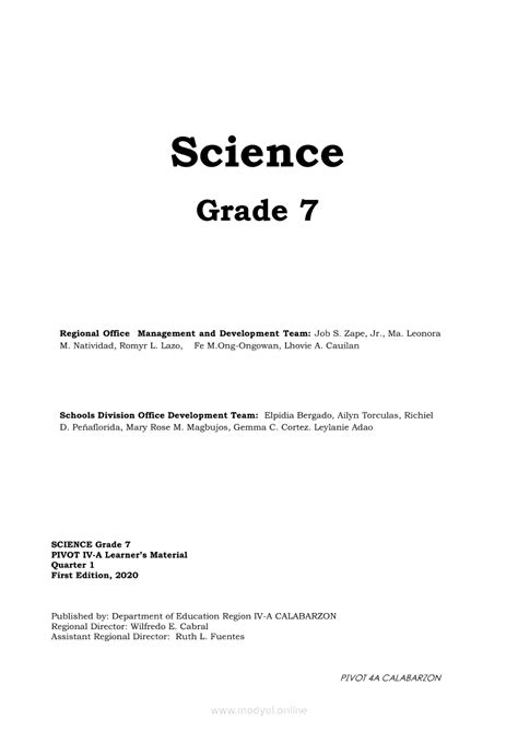 Science 7 Science Module Grade 7 Modules