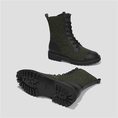 Round Toe Lug Sole Lace Up Ankle Bootsflorence Dark Olive Marbled