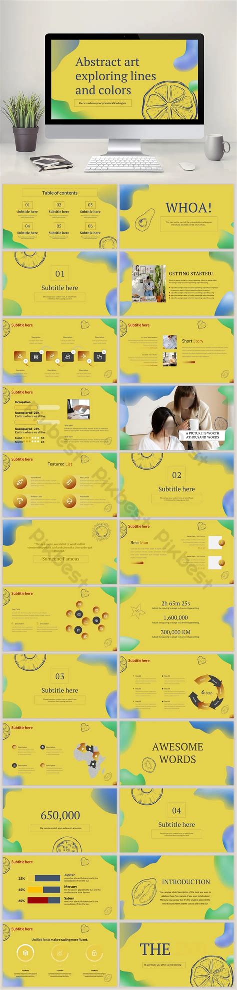 เทมเพลต Powerpoint ไอคอนเวกเตอร์อาหารและเครื่องดื่มเส้นแบนสองสีเชิงเส้น