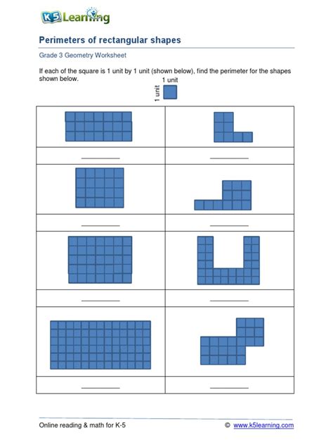 Grade 3 Geometry Perimeter Rectangular Shapes Grid Pdf Worksheets