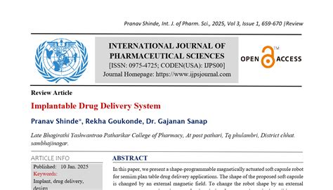 Implantable Drug Delivery System