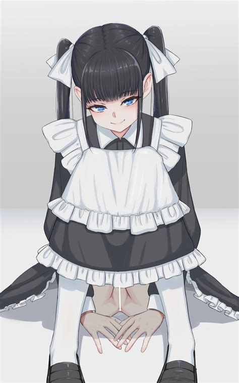 Rule 34 Anus Apron Ass Bar Censor Black Dress Black Hair Blue Eyes Blunt Bangs Bow Censored